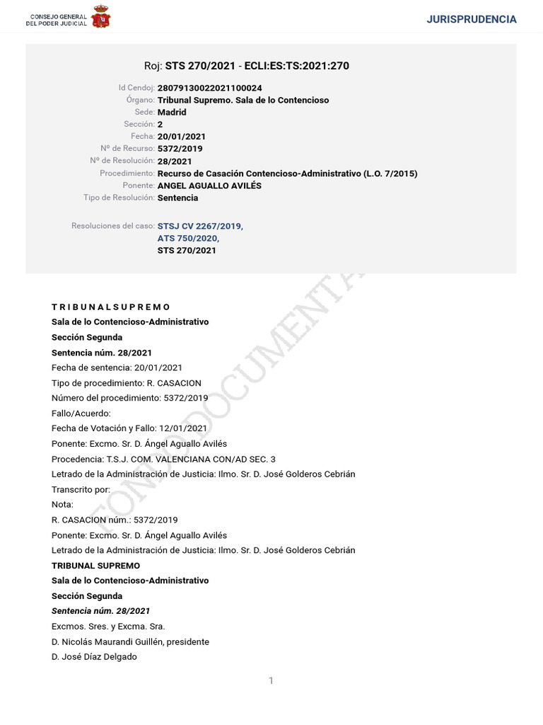STS 270 2021 | PDF | Sentencia (ley) | Caso de ley