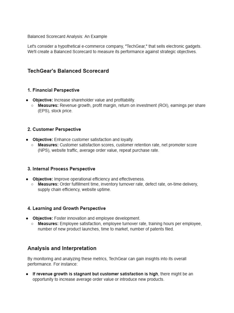 Balance Score Card analysis with example | PDF | Performance Indicator | Customer Satisfaction