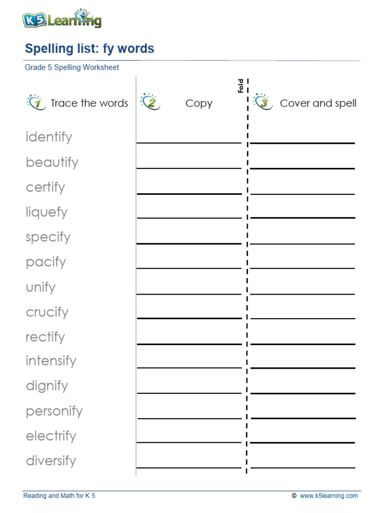 Grade 5 Spelling List Fy Words | PDF