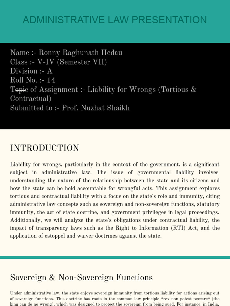 Administrative Law Presentation | PDF | Sovereign Immunity | Estoppel