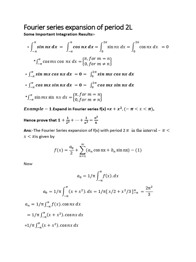 Fourier Series Expansion of Period 2L | PDF | Mathematical Analysis ...