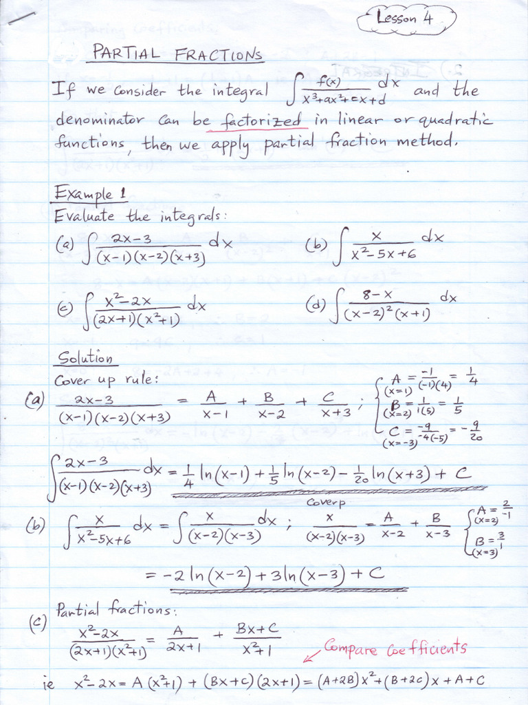 Lesson 4 Partial Fractions | PDF