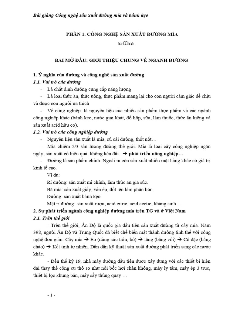 123doc Bai Giang Cong Nghe San Xuat Duong Mia Va Banh Keo | PDF