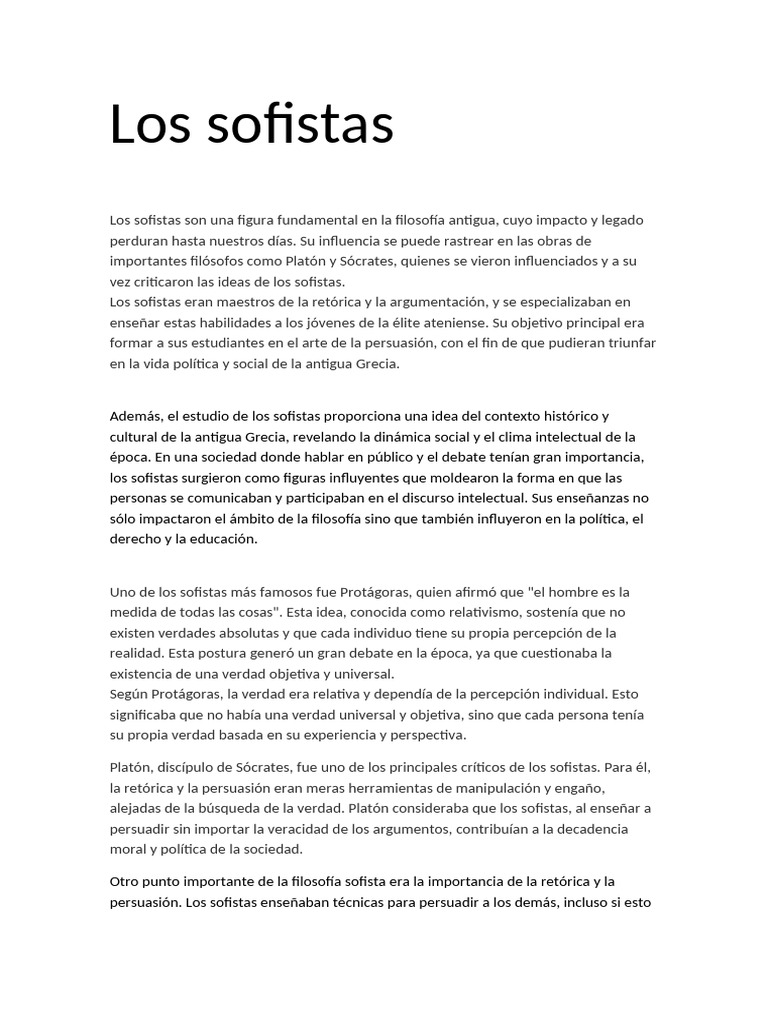 Los Sofistas | PDF | Verdad | Platón
