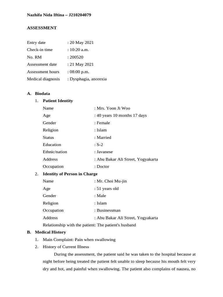 PENGKAJIAN - Nazhifa Nida Iftina_J210204079 | PDF | Thorax | Heart