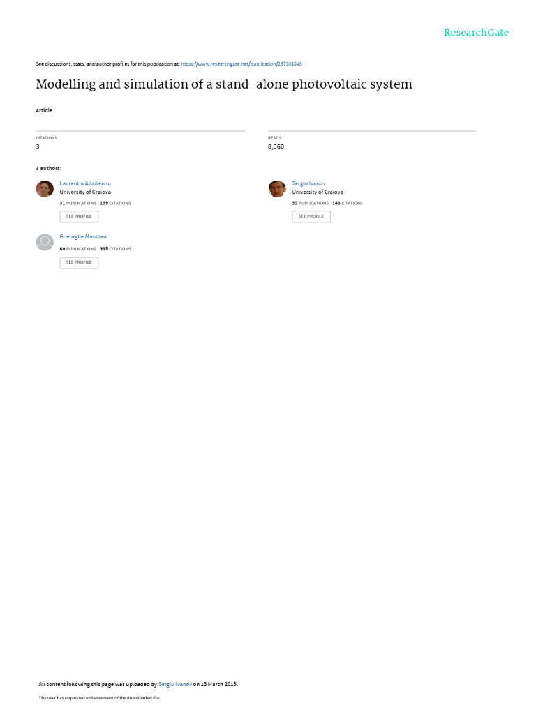 Modelling and Simulation of A Stand-Alone Photovol | PDF ...