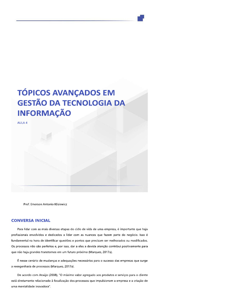 Texto Da Aula 4 - TAGTI - Reengenharia de Processos | PDF Texto Da Aula 4 - TAGTI - Reengenharia de Processos | PDF