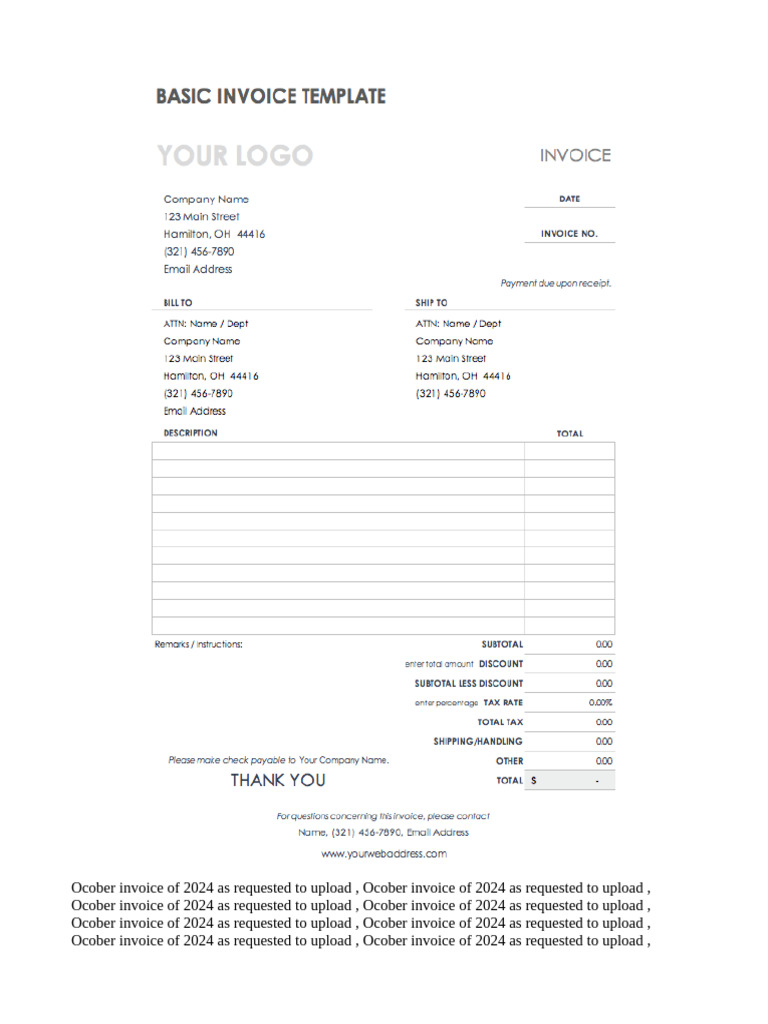 October 2024 Invoice Upload Request | PDF