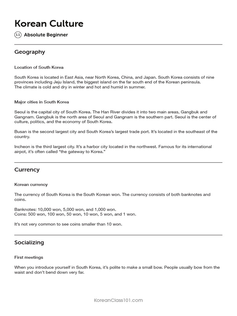 KOR_1.1_Culture | PDF | Korean Cuisine | Korea