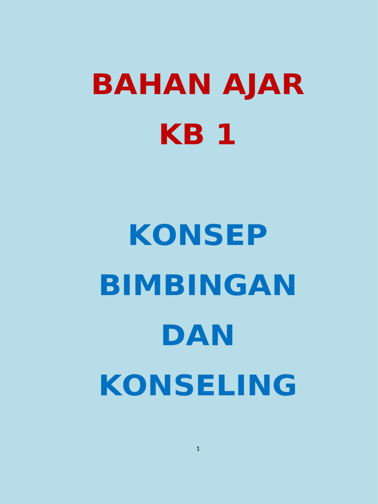 BAHAN AJAR KB 1 Konsep BK (1) | PDF