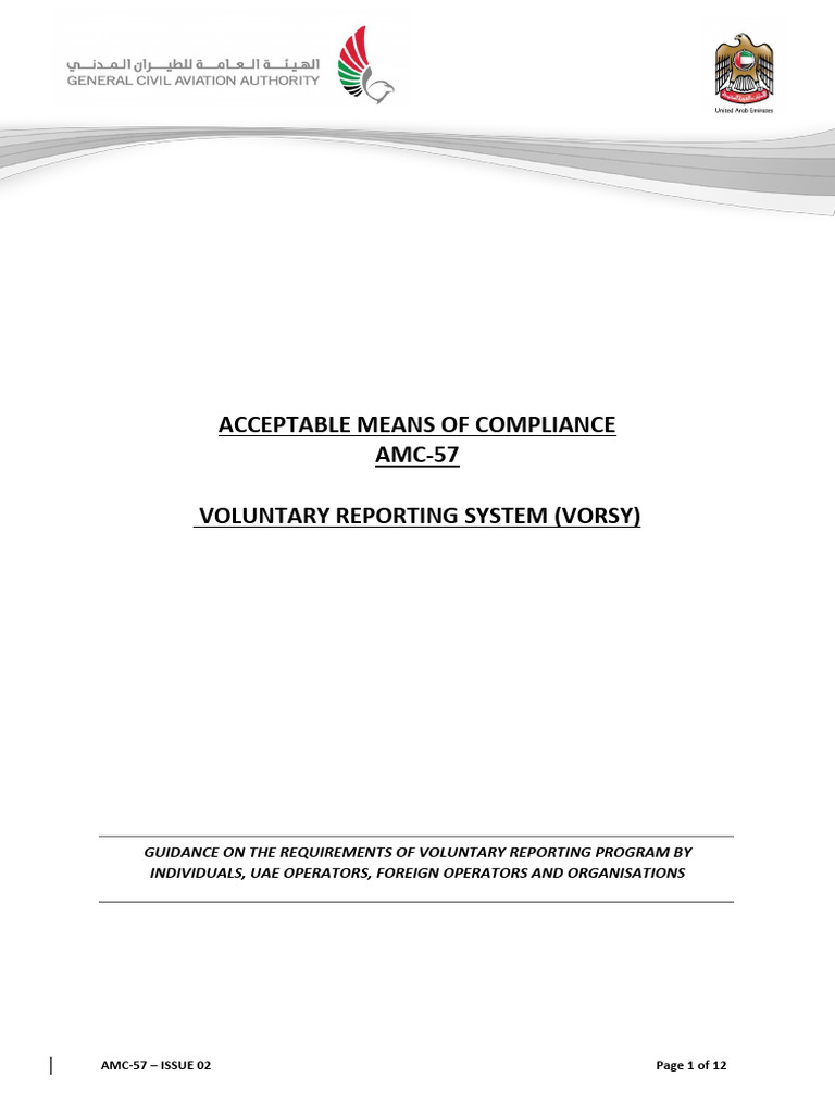 Amc - 57 - Voluntary Reporting System (Vorsy) - Issue 02 | PDF | Safety ...
