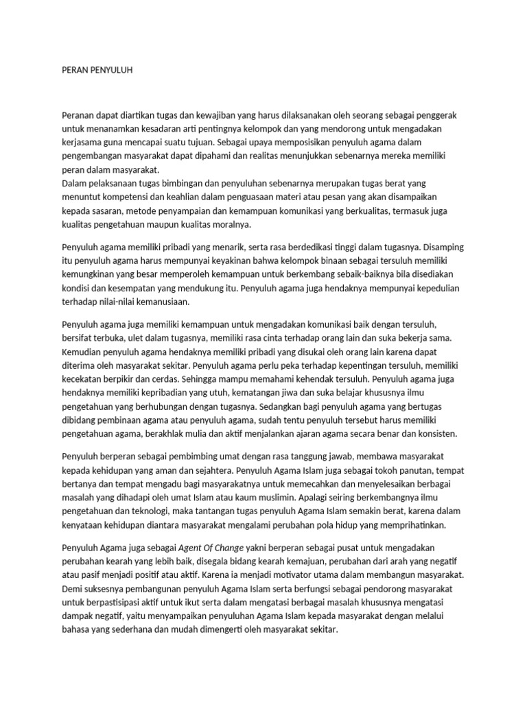 Peran & Tugas Penyuluh | PDF | Karier & Perkembangan | Agama & Spiritualitas