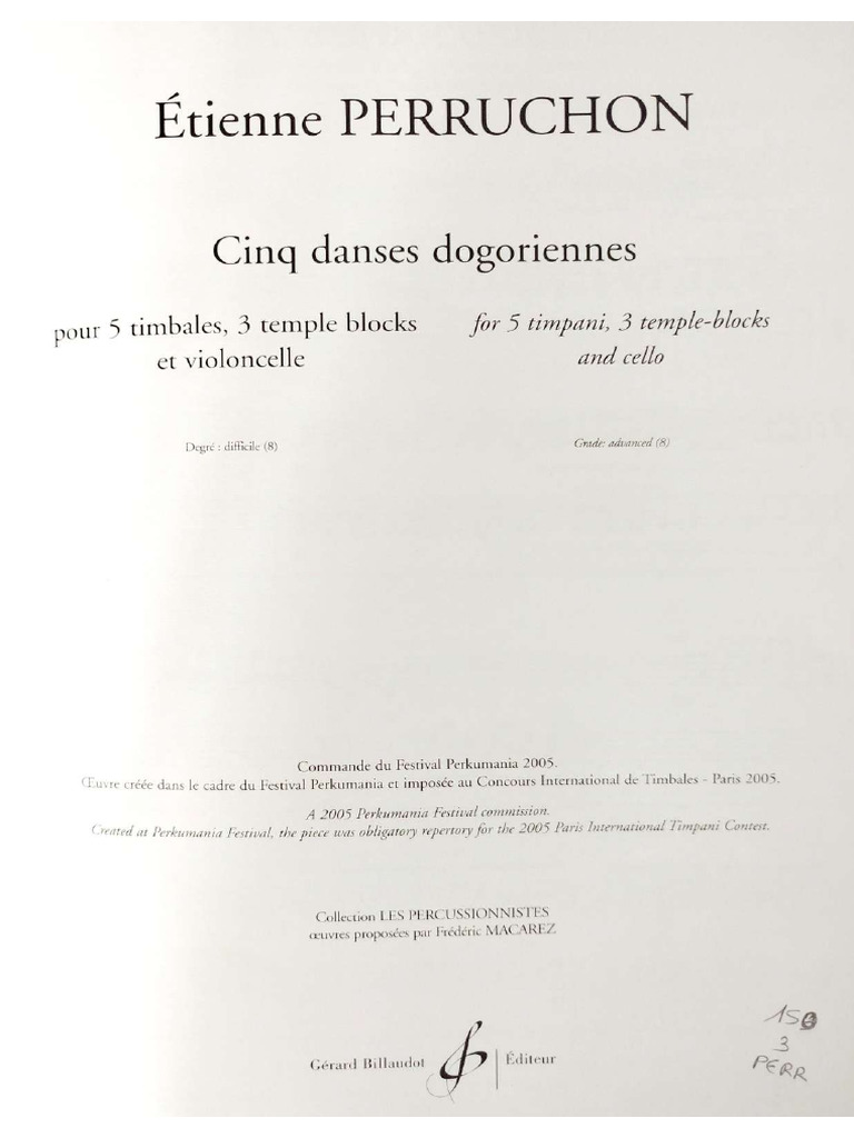 Cinq Danses Dogoriennes Etienne Perruchon | PDF