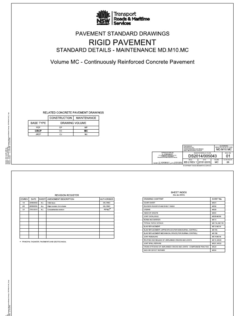 CRCP Maintenance Standard Drawings | PDF | Road Surface | Civil Engineering