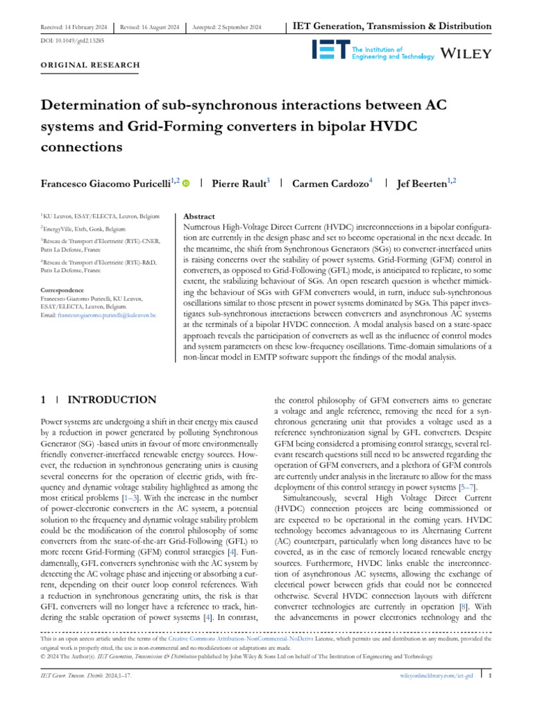 Iet Generation Trans Dist 2024 Puricelli Determination Of Sub