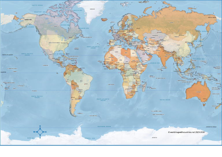 World Map With Country Capitals | PDF
