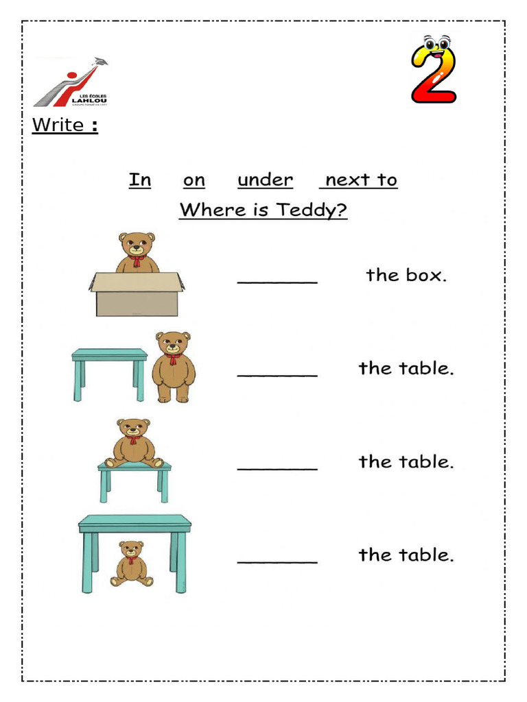 prepositions of place 2 grade | PDF