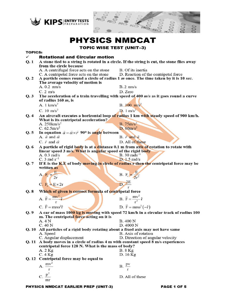 Unit 3 Circular and Rotational Motion Kips Early Prep Cts 2021 | PDF