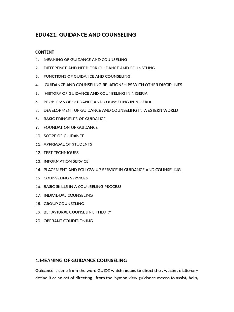 Guidance and Counseling in Education | PDF | Reinforcement | Psychotherapy