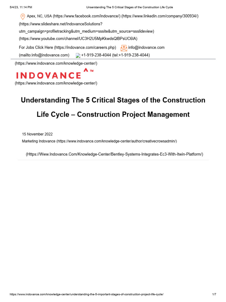 Unserstanding The 5 Critical Stages of The Construction Life Cycle ...