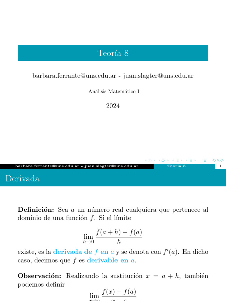 Teoria 8 | PDF | Derivado | Tangente