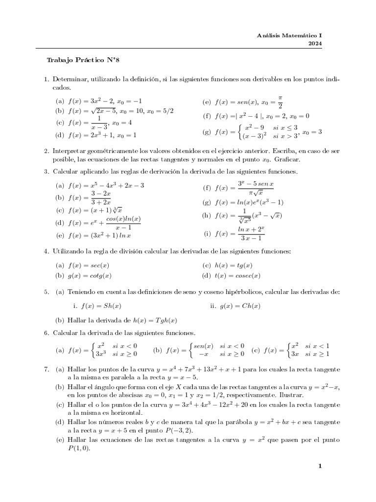 tp 8 | PDF | Derivado | Análisis complejo