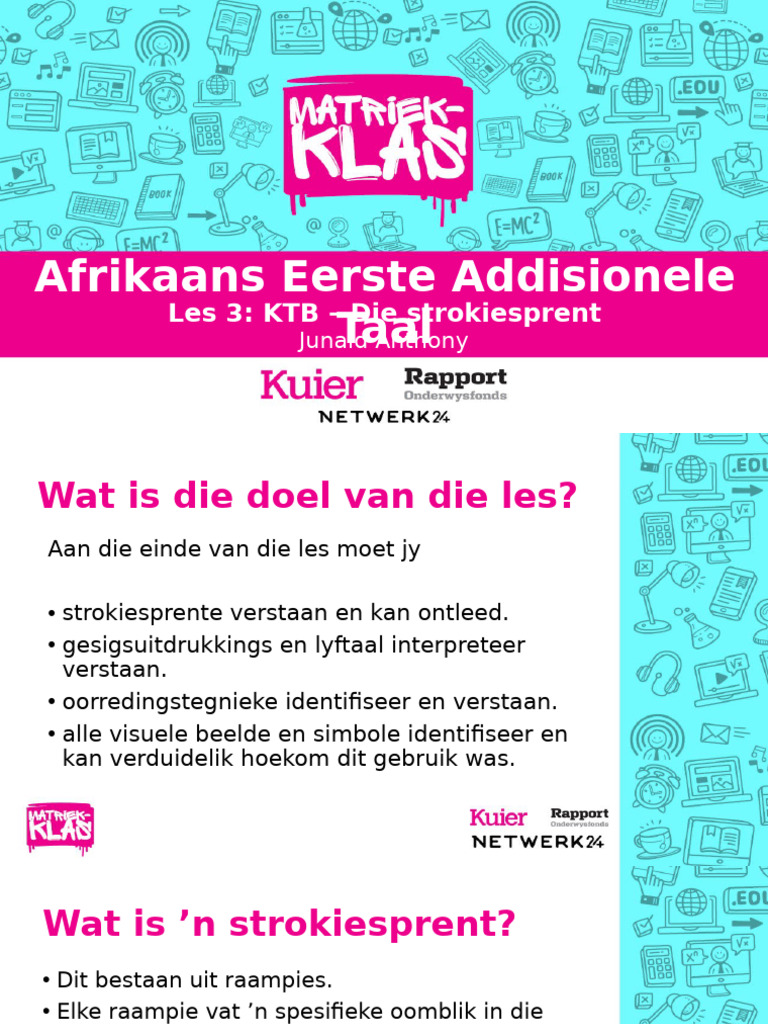 Matriekklas 2022 - Afrikaans EAT - Les 3 KTB - Die Strokiesprent ...