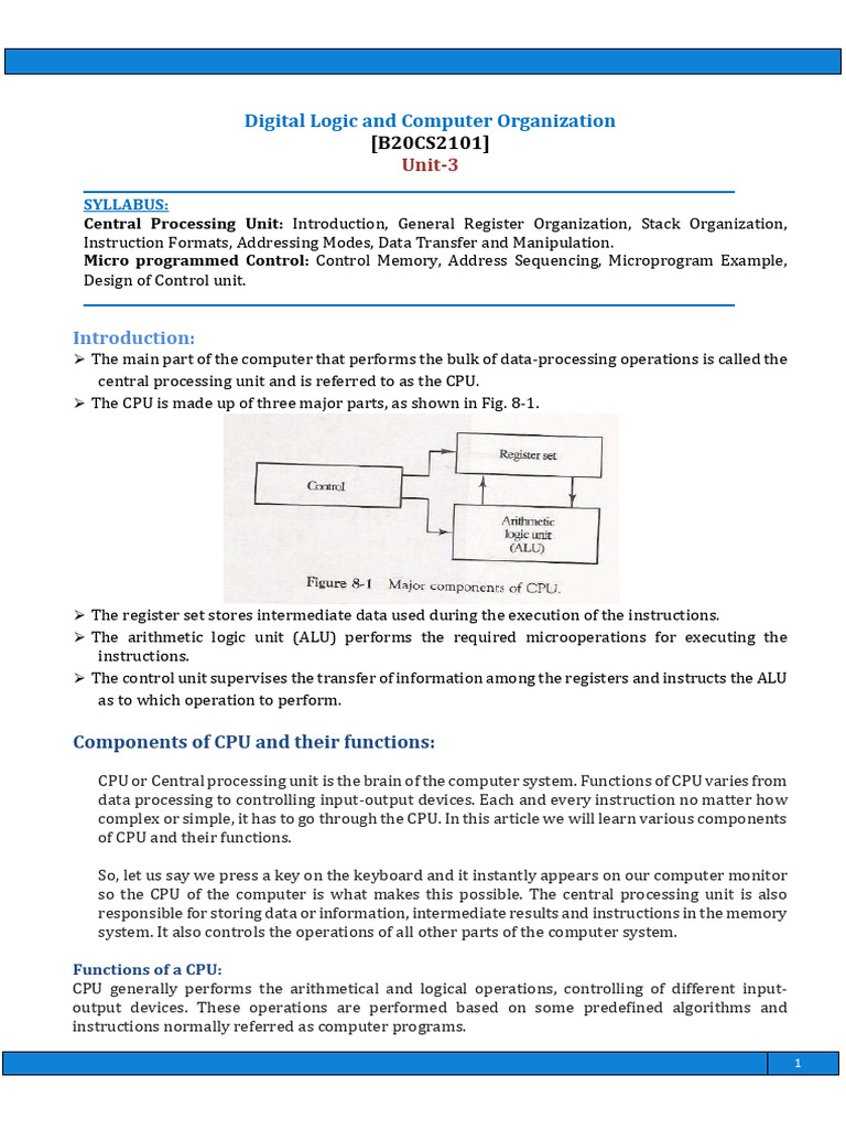 Dlco-Unit 3 | PDF | Computer Data Storage | Central Processing Unit