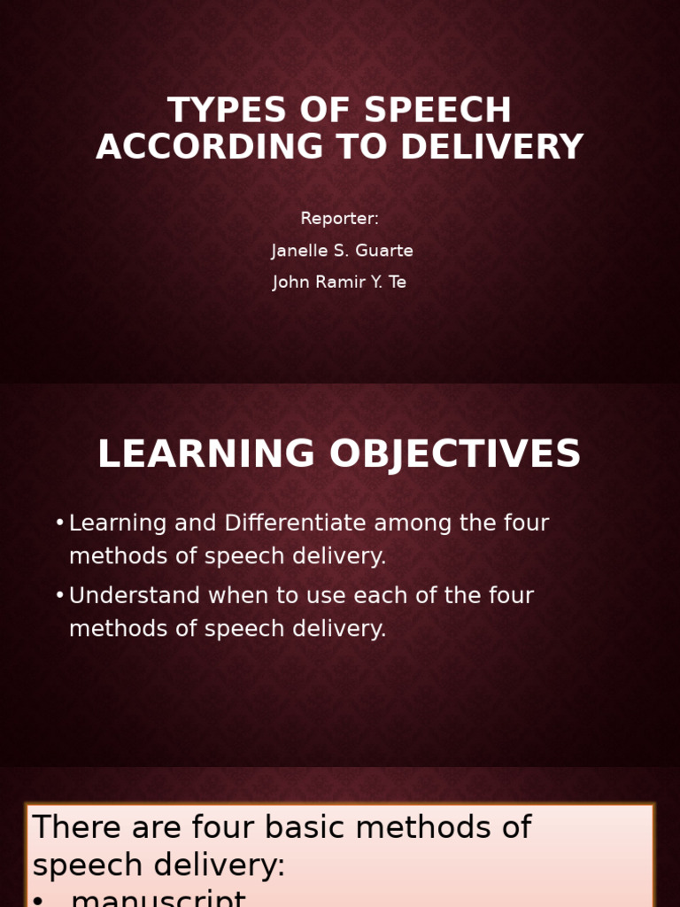 Four Methods of Speech Delivery | PDF | Human Communication
