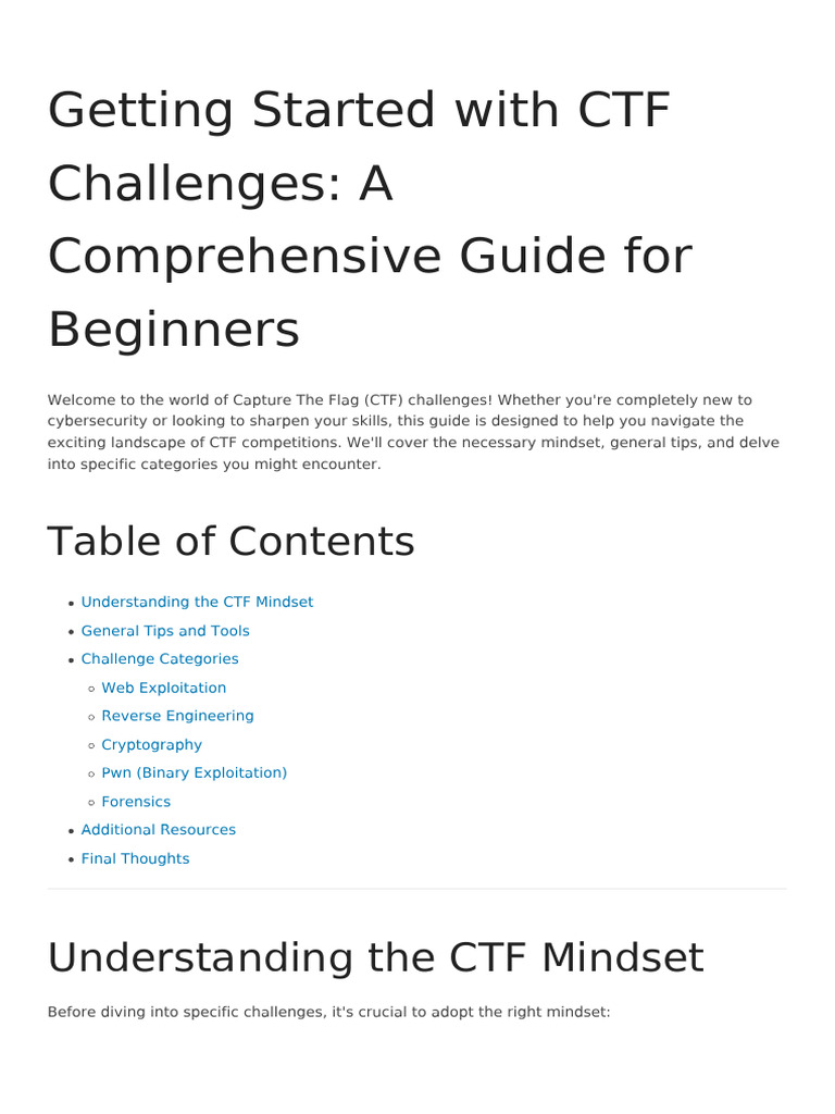 Getting Started With CTF Challenges A Comprehensive Guide For Beginners ... Getting Started With CTF Challenges A Comprehensive Guide For Beginners ...