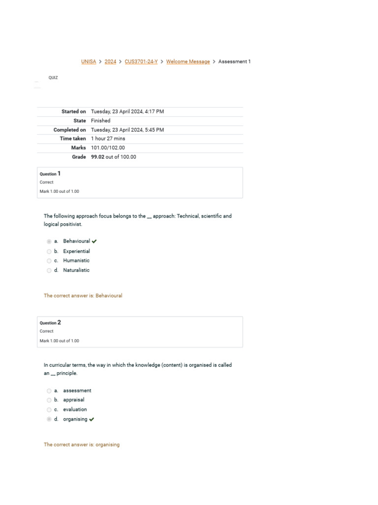 Assessment 1 - Attempt Review | PDF | Educational Assessment | Learning