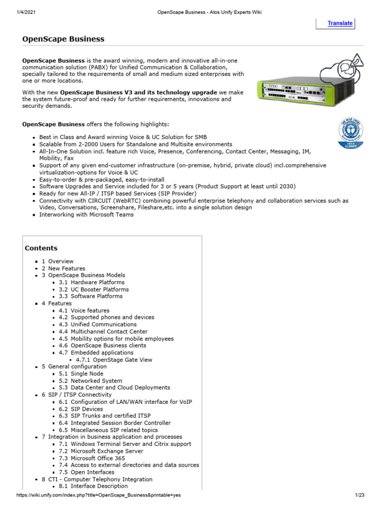 OpenScape Business - Atos Unify Experts Wiki | PDF | Session Initiation ...