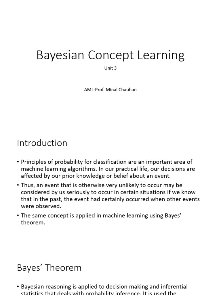 Unit 3 Bayesian Concept Learning | PDF | Bayesian Network | Bayesian Inference