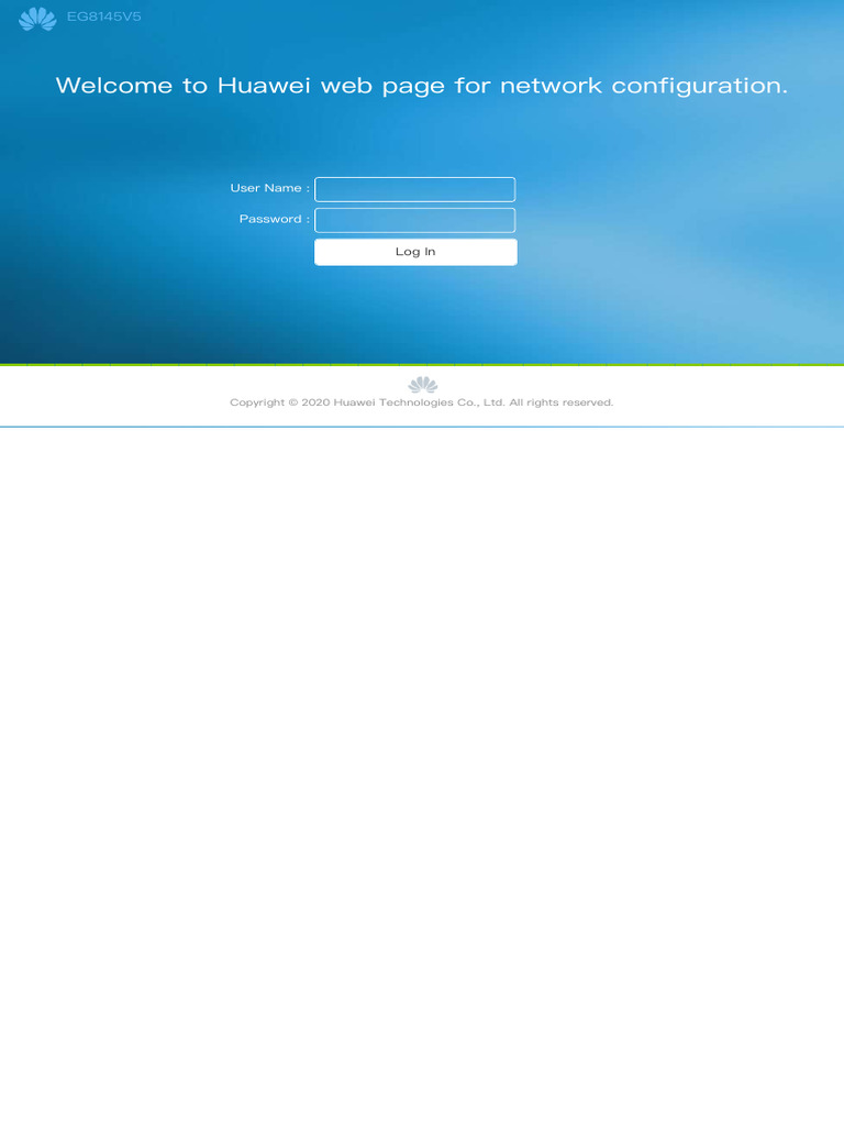 Welcome To Huawei Web Page For Network Configuration.: User Name ...