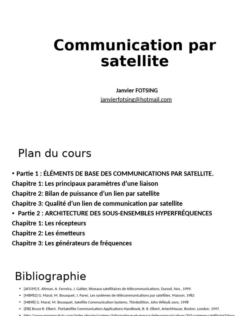 Cours Communication-Satellite MASTER2 UPAC 2017 | PDF | Satellite | Orbite