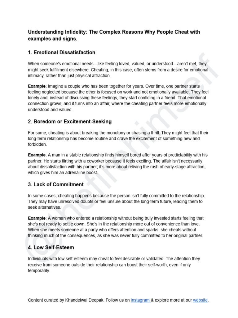 Understanding Infidelity - The Complex Reasons Why People Cheat With ...