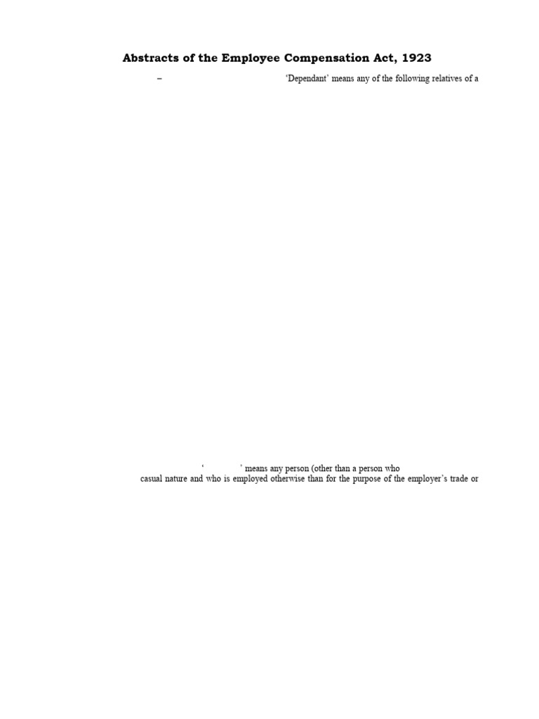 Employee Compensation Act 1923 Overview | PDF | Employment | Ships
