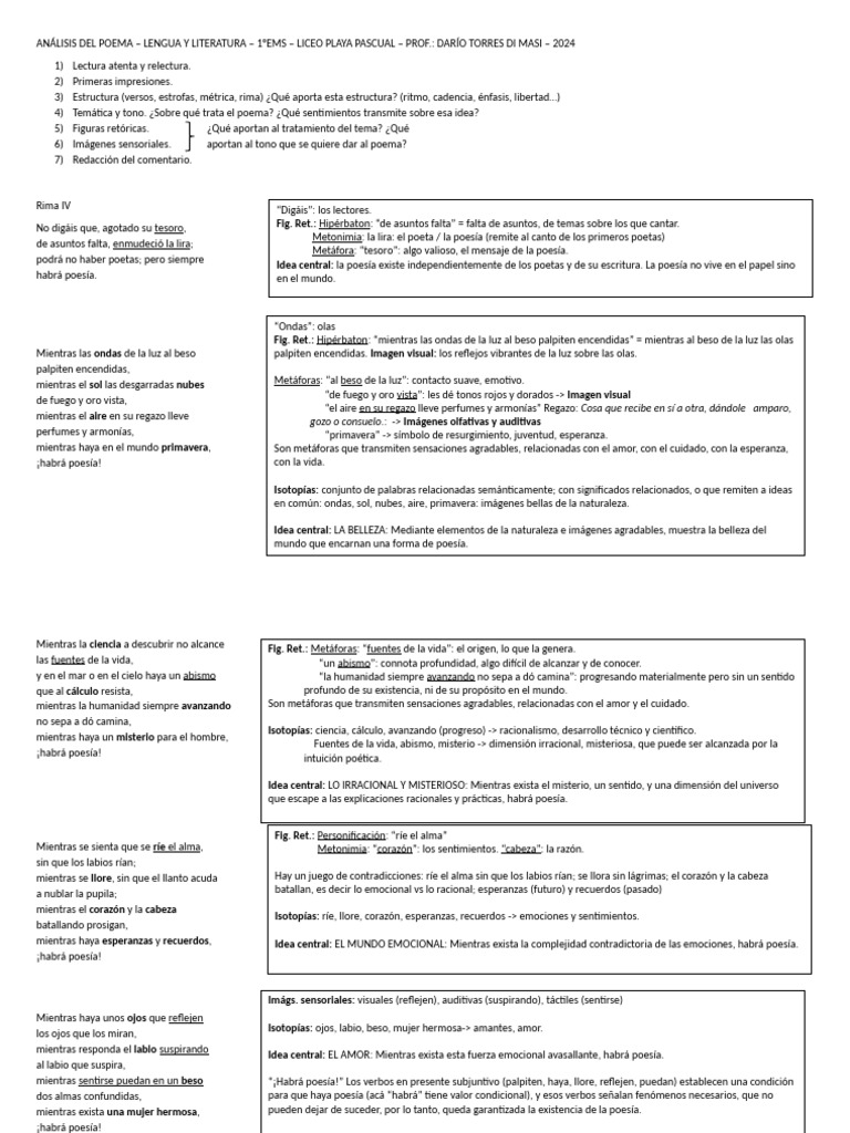 2024 Becquer - Rima IV Análisis para Clase | PDF | Poesía | Amor