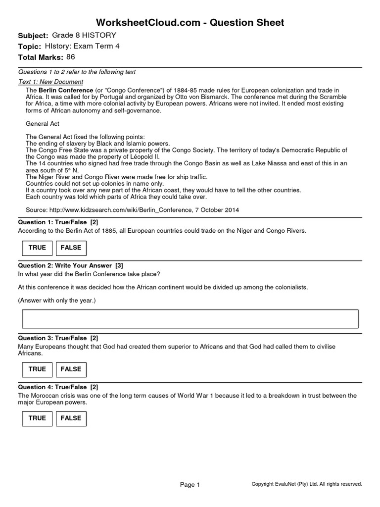 g8 History Term 4 Exam | PDF | International Relations | Conflicts