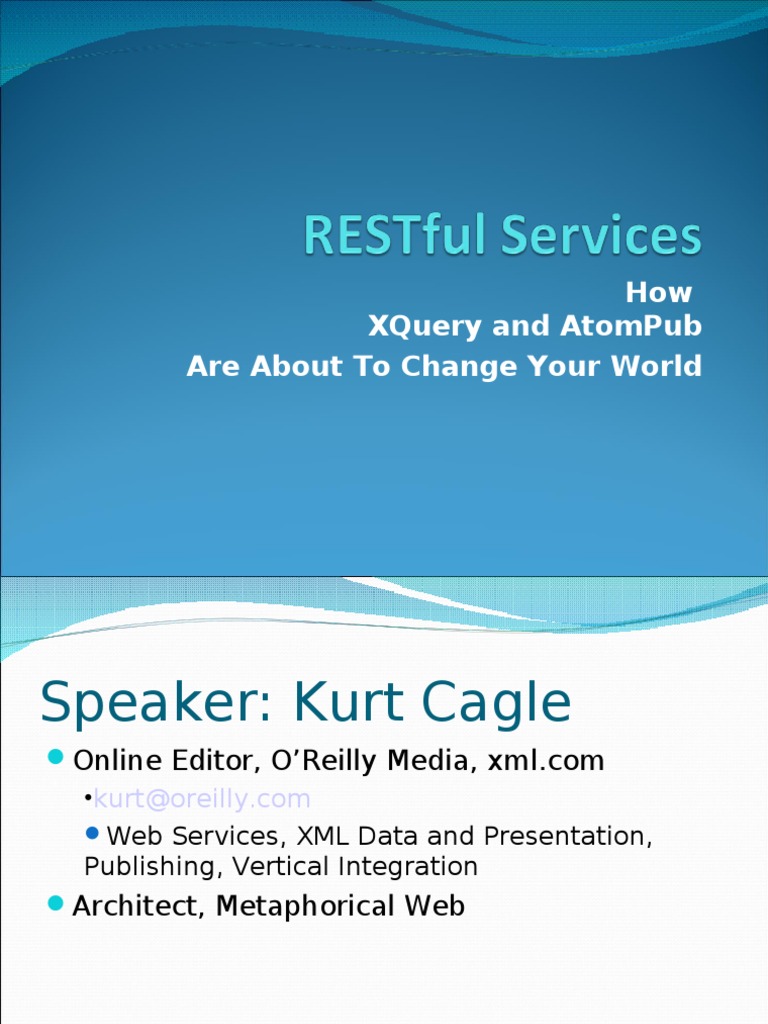 RESTful Services Presentation (Balisage) | PDF | Databases | Representational State Transfer