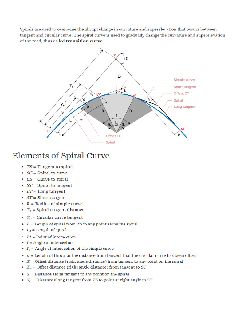 Spiral Curve Calculations and Analysis | PDF | Tangent | Classical Geometry