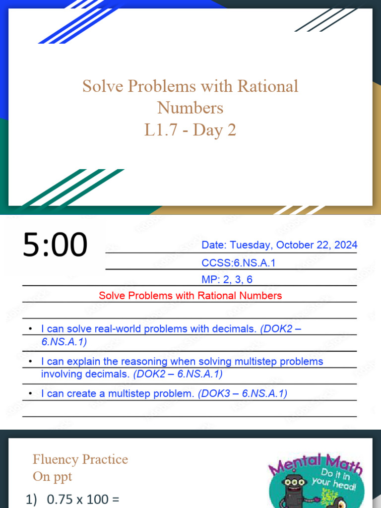 L 1.7 Solve Problems With Rational Numbers-Day 2 | PDF | Hairdressing | Human Hair