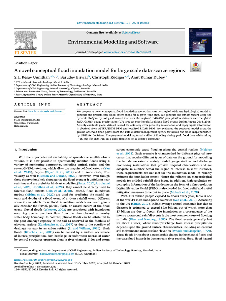 A novel conceptual flood inundation model for large scale data-scarse regions | PDF