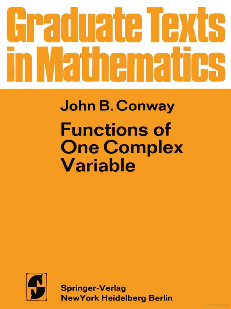 Fucntions of One Complex Variable - John B. Conway | PDF