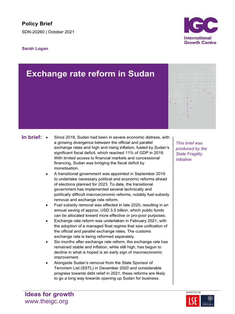 Exchange Rate Reform in Sudan | PDF | Exchange Rate | Heavily Indebted ...