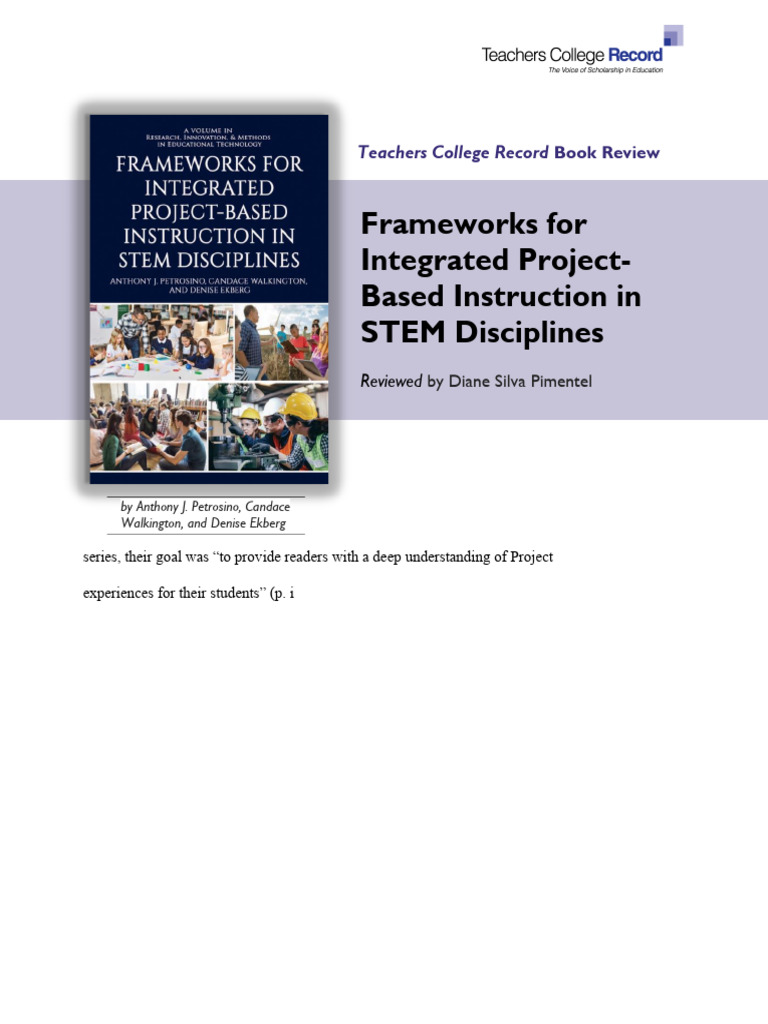 Frameworks For Integrated Project-Based Instruction in STEM Disciplines | PDF | Teachers ...
