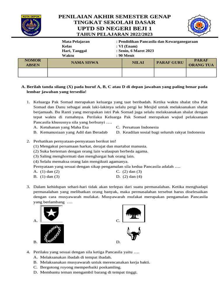 Soal PPKn Kelas 6 SD | PDF