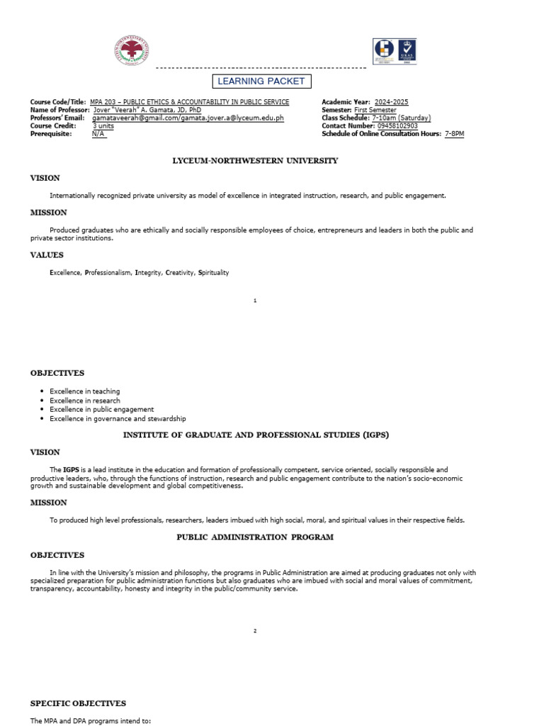 Mpa 204 | PDF | Accountability | Employment