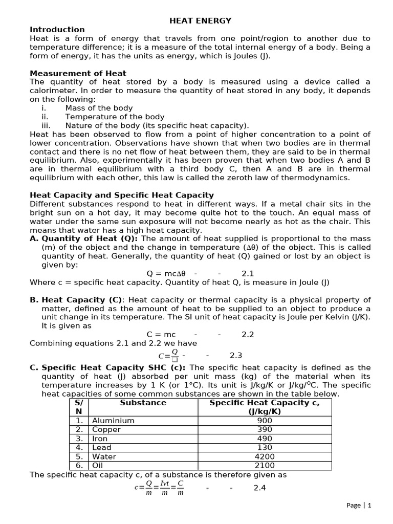 Heat Energy | PDF | Latent Heat | Heat