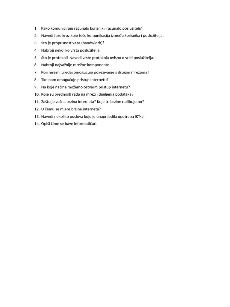 Pitanja Za Ponavljanje (Internet) | PDF